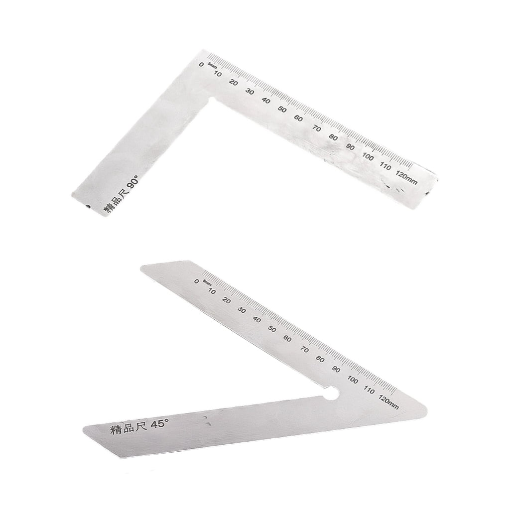 2x Durability Stainless Steel Measuring Ruler Accurate 45 And 90 Degree ...