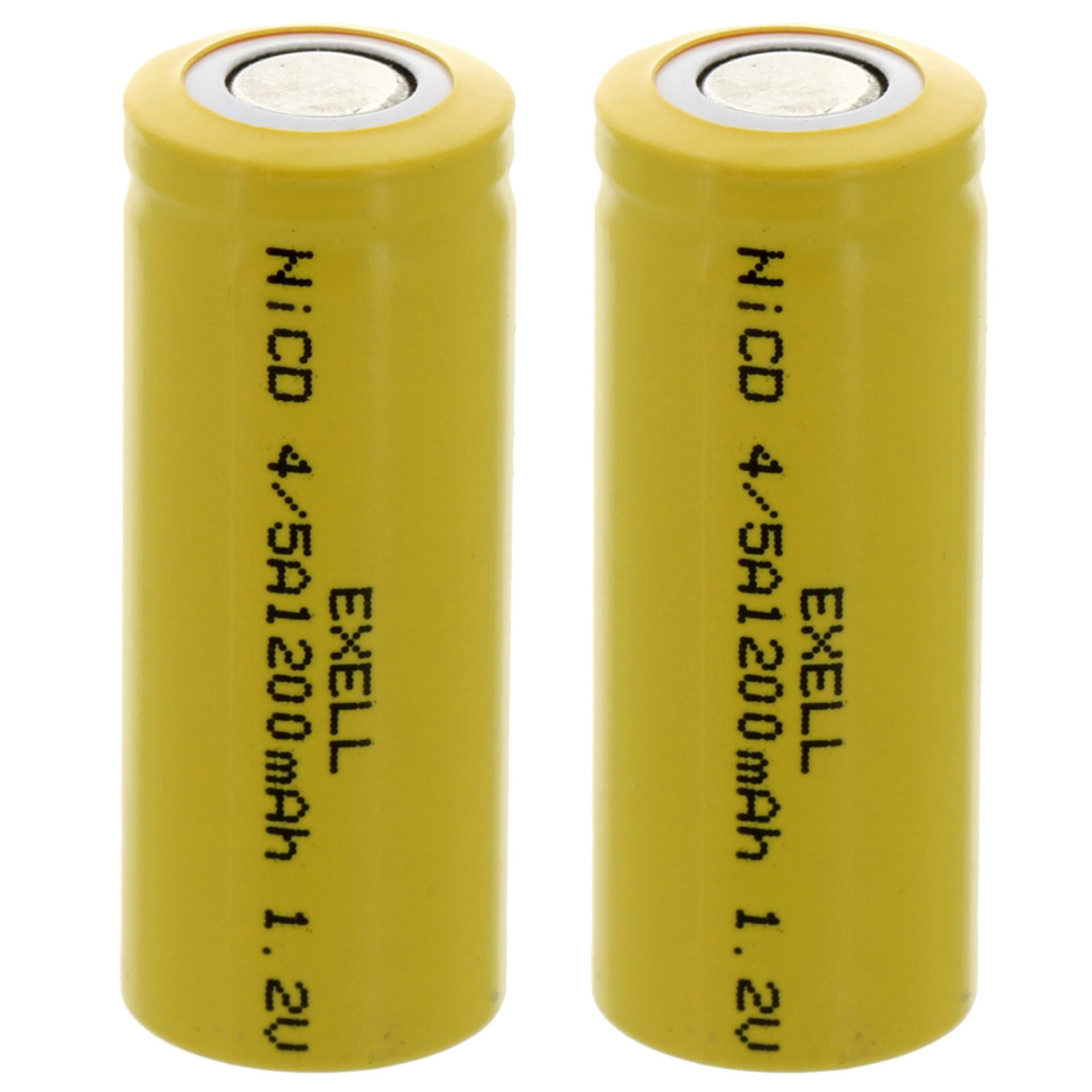 2x Exell 4/5A 1.2V 1200mAh NiCD Flat Top Rechargeable Batteries ...