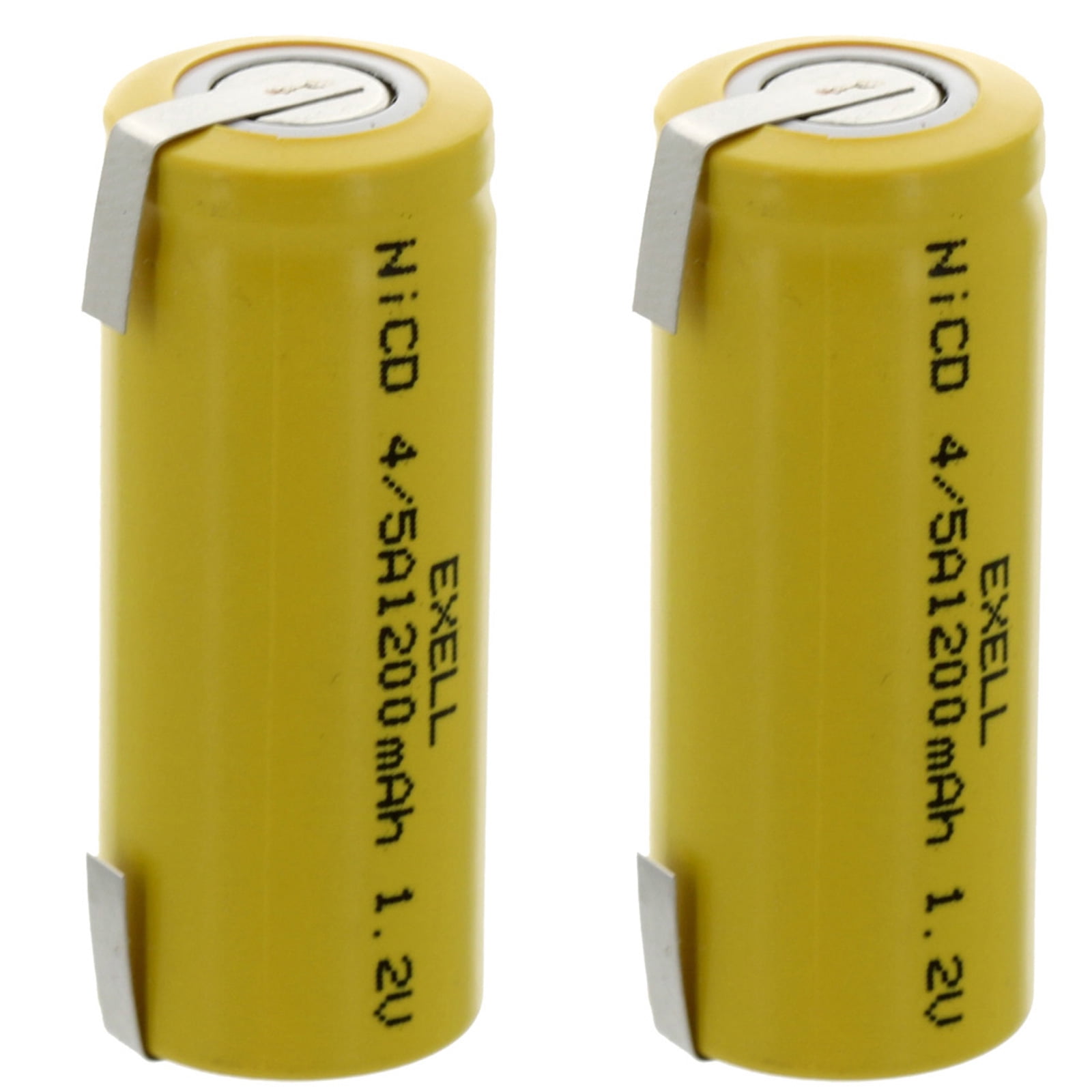 2x Exell 4/5A 1.2V 1200mAh NiCD Rechargeable Batteries with Tabs ...