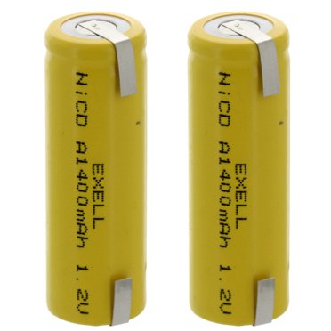 2x Exell 2/3A Size 1.2V 700mAh NiCD Rechargeable Batteries with Tabs ...