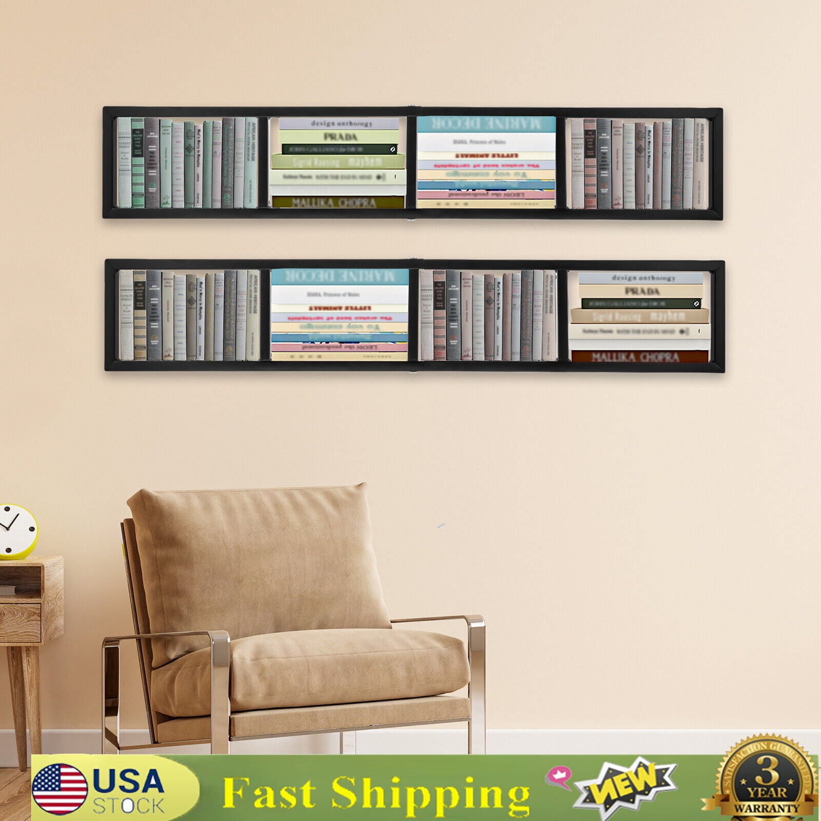2x Floating Shelf Wall Mount CD DVD Rack Media Storage Organizer ...