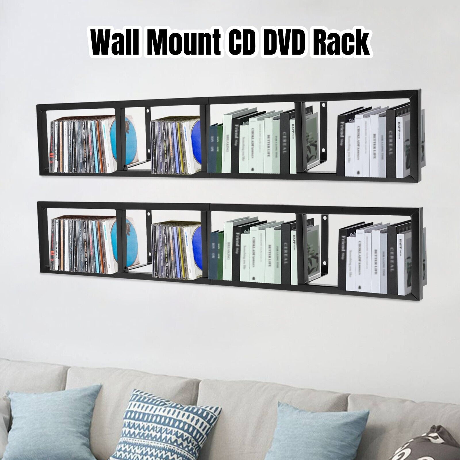 2 Pack Floating CD DVD Shelf, Wall Mounted Media Storage Organizer ...