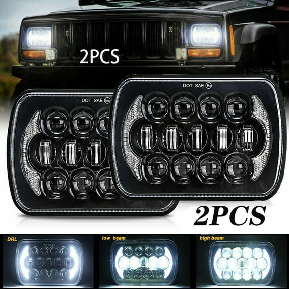 2x For Mazda B2200 B2600 GLC 5x7 7X6 Black LED Headlight Halo DOT H6014 ...