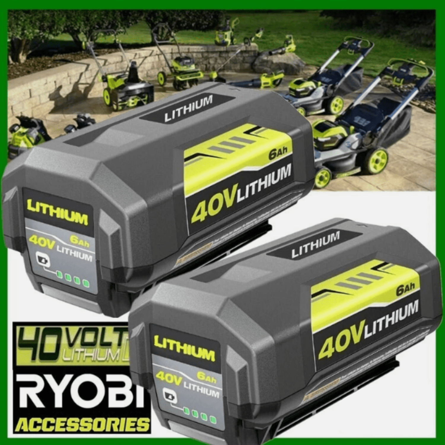 2x Replace for Ryobi 40V 6.0Ah OP4040 Battery Compatible with Ryobi 40 ...