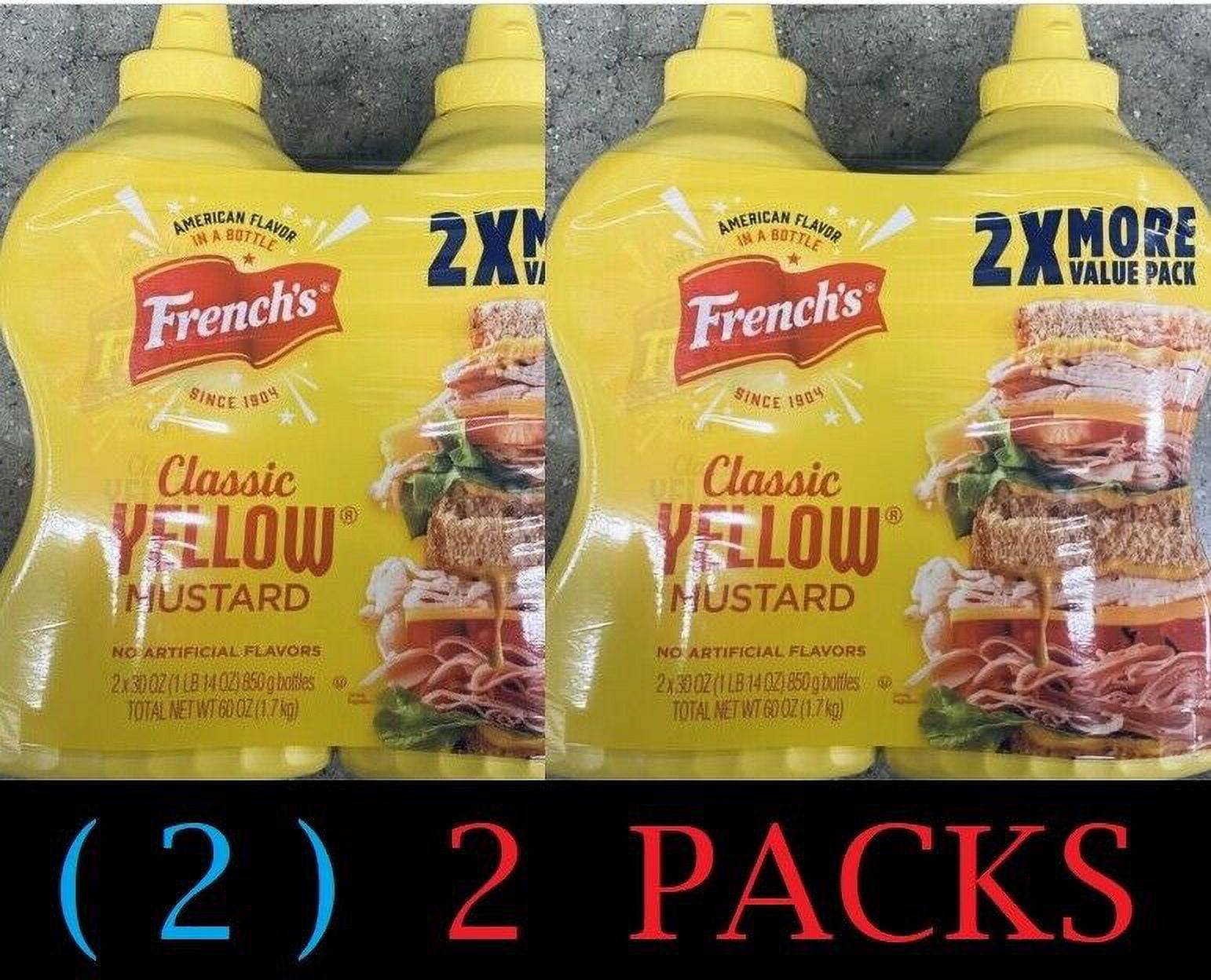 2x French's 100% Natural Classic Yellow Mustard 30 oz Bottle - 2 PACKS ...