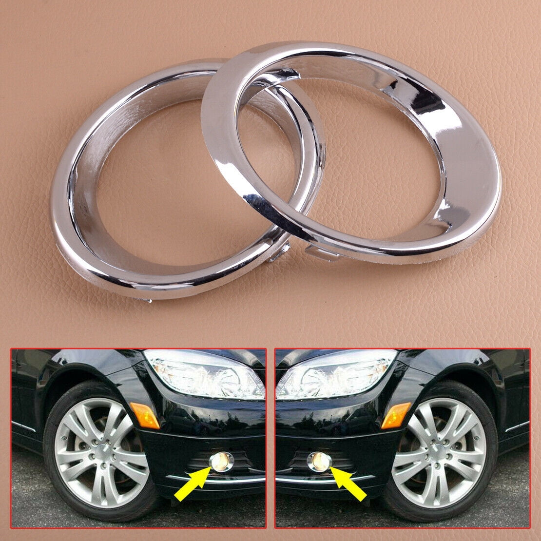 2x Front Bumper Fog Light Cover Fit For Mercedes Benz C Class W204 C300 ...