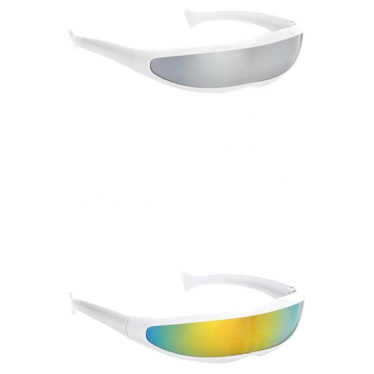 2x Futuristic Lens Visor Sunglasses, White , Colorful Mirror - Walmart.com