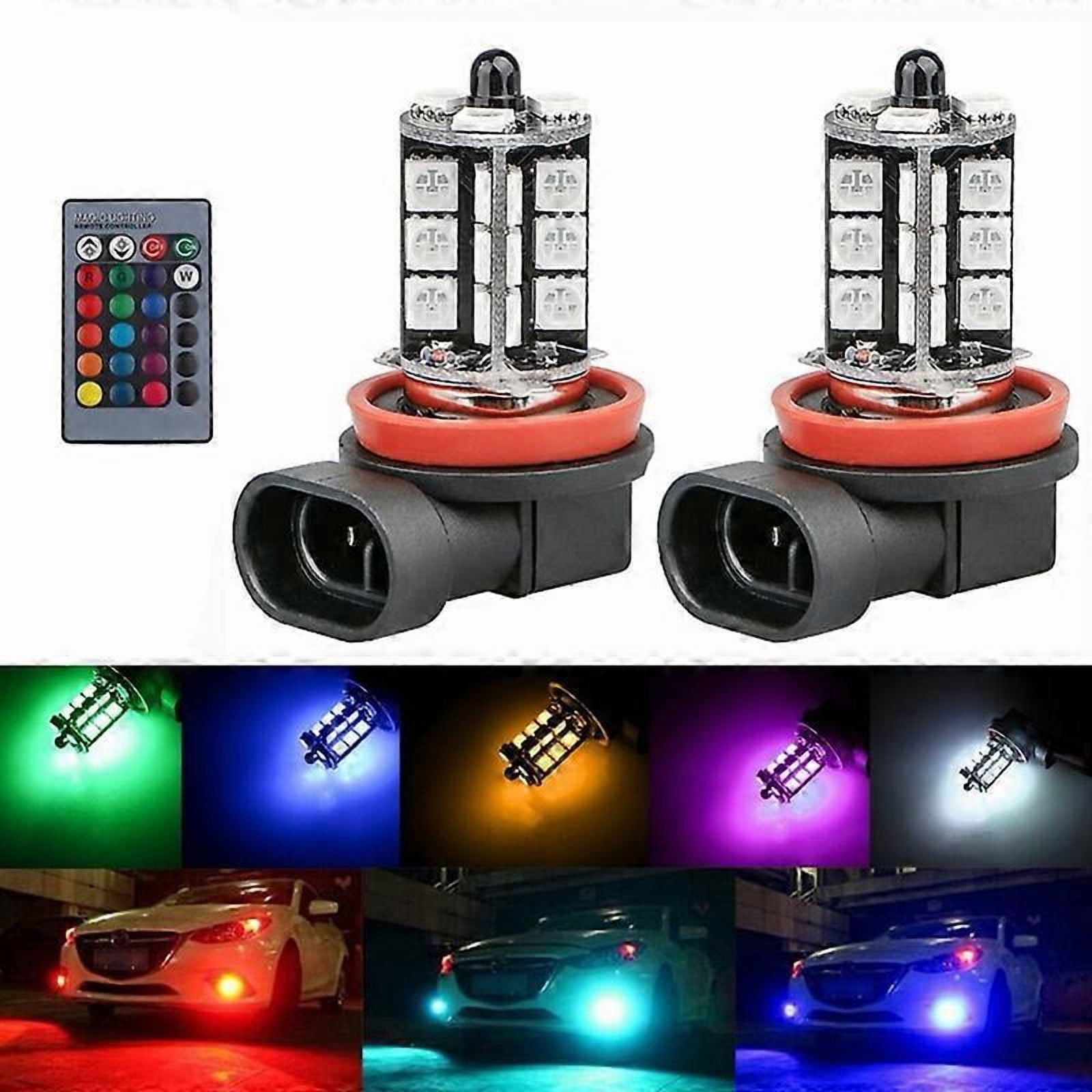 2x H11 H9 H8 5050 LED 27SMD RGB Car Headlight Fog Light Lamp Bulb ...