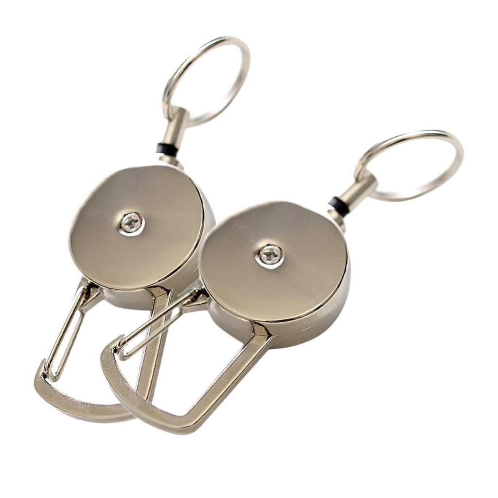 2x Heavy Duty Retractable Key Holder Carabiner Quick Release Telescopic ...