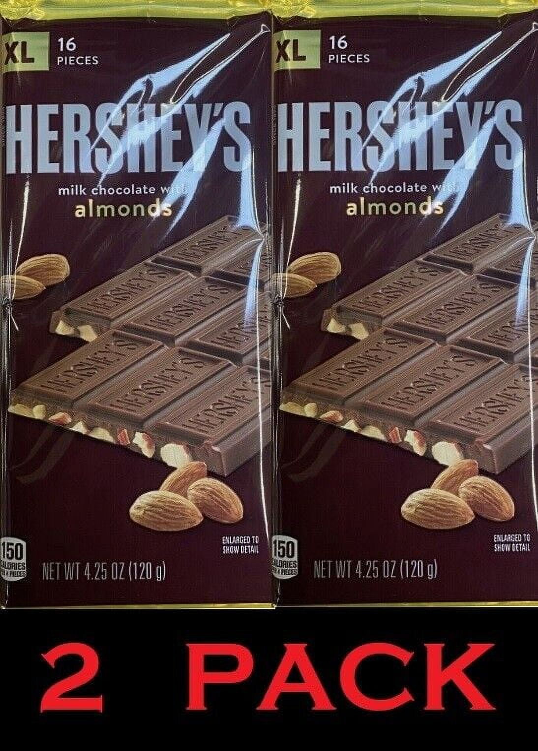 2x Hershey's Milk Chocolate With Almonds XL Candy Bar 4.25 oz Bar 16 Pieces 2 PK - Walmart.com