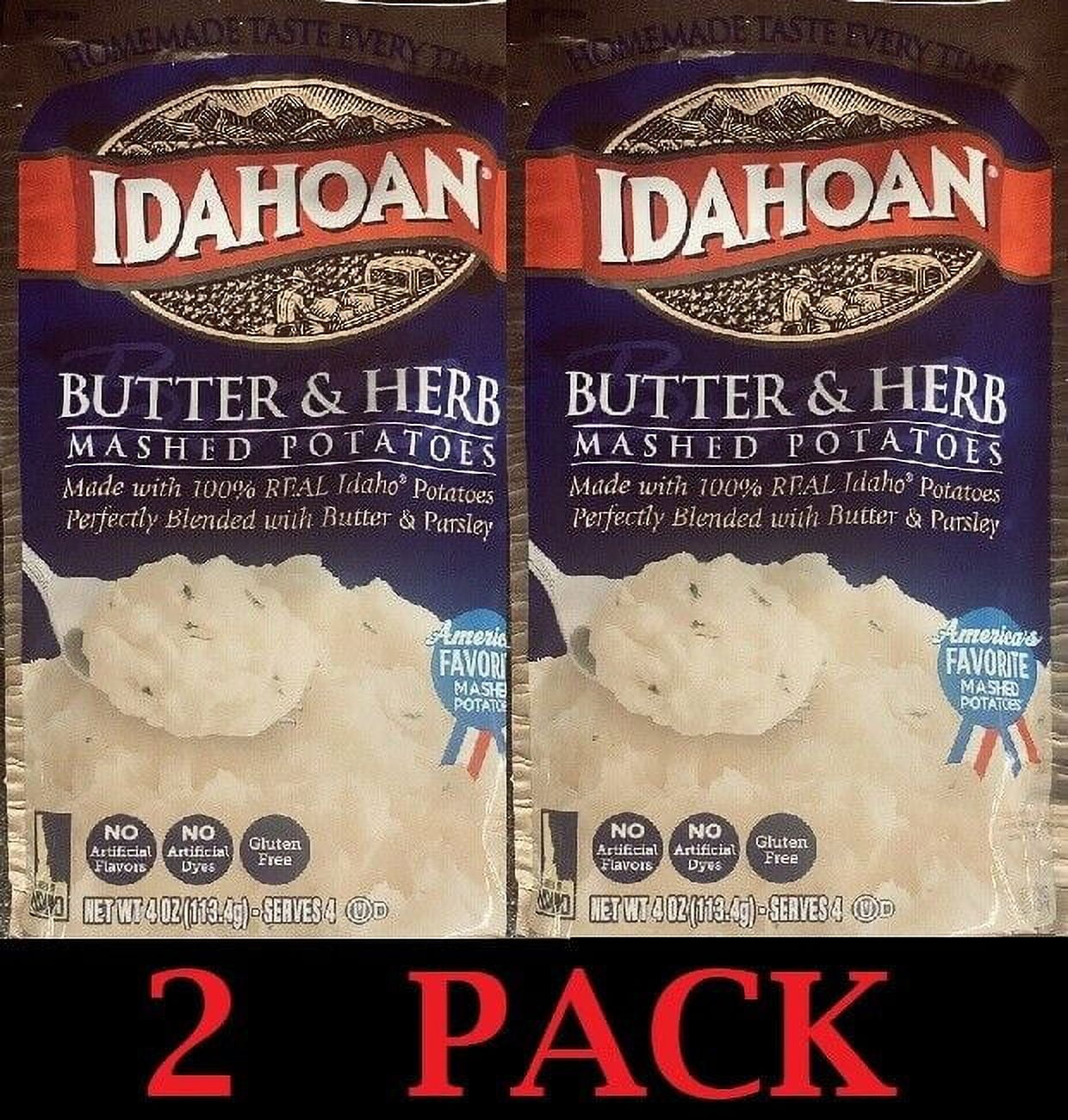 2x Idahoan Butter & Herb Mashed Potatoes 4 oz Packet - 2 PACK - Walmart.com