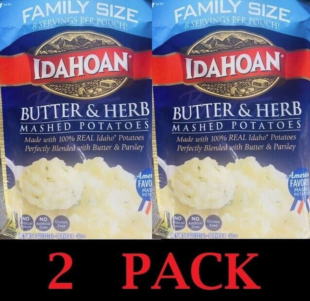 2x Idahoan Butter & Herb Mashed Potatoes 8 oz FAMILY SIZE Packet - 2 ...