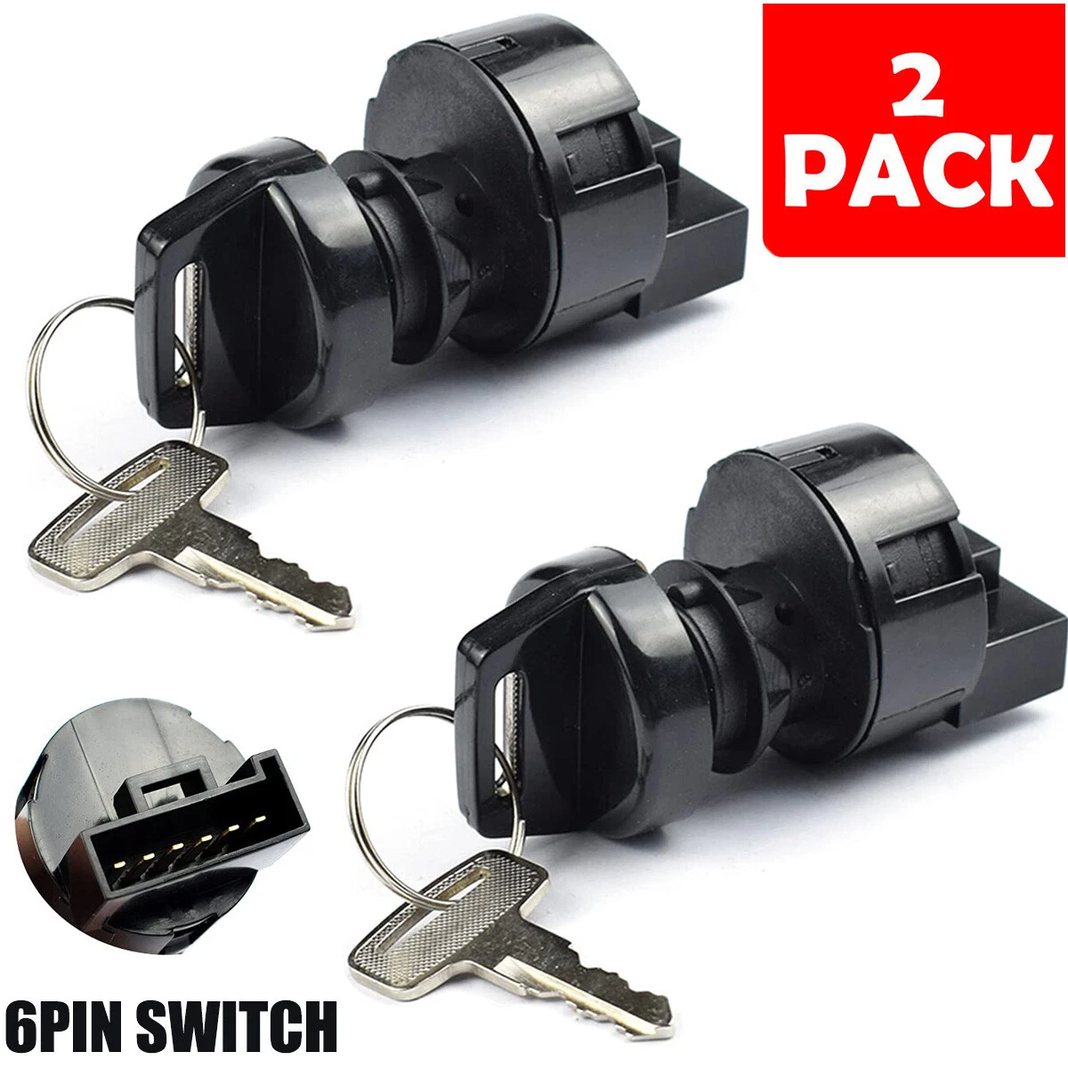 2x Ignition Key Starter Switch 6-PIN 3-Position for Polaris RZR Ranger ...