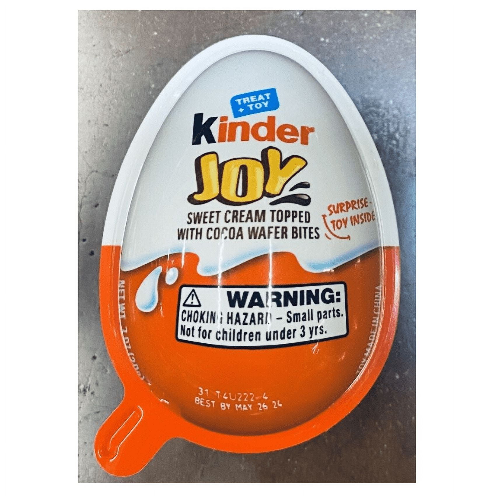 2x KINDER JOY Treat + Toy Sweet Cream Topped With Cocoa Wafer Bites .7 ...