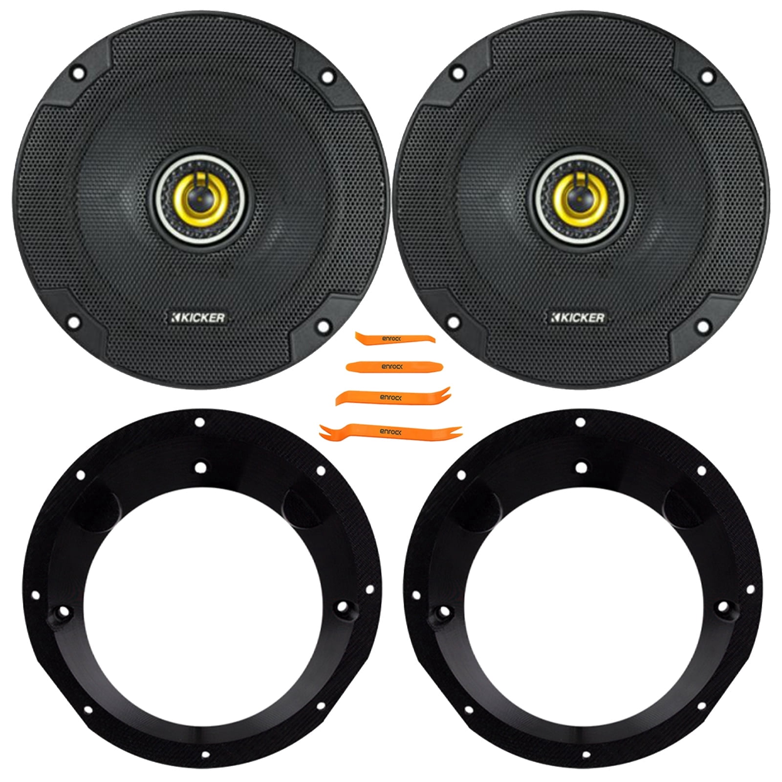 2x Kicker CSC65 CS Series 6.5" 300 Watt Max Power 4 Ohm 2-Way Coaxial ...