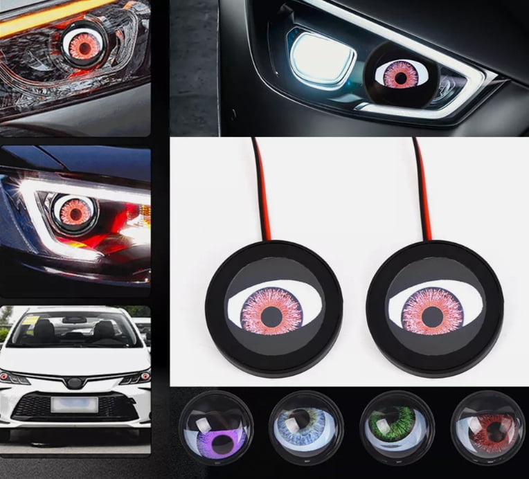 2x LED Dynamic Devil Eyes Lights 12V Car Remote Control Headlight ...