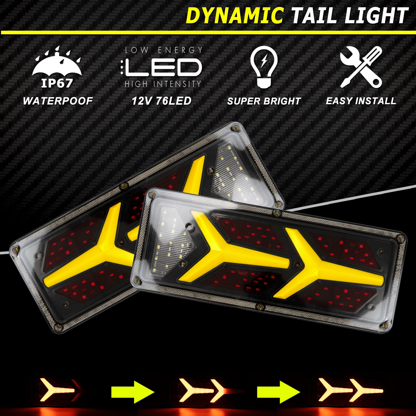AUTOXBERT 2x LED Trailer Truck Tail Light Indicator Reverse Dynamic ...