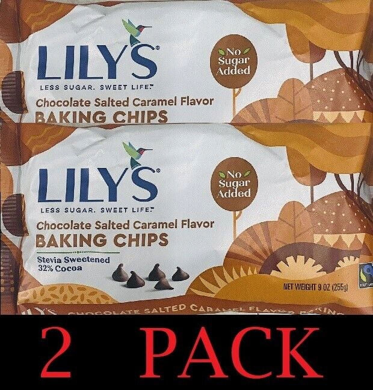 2x LILYS CHOCOLATE SALTED CARAMEL Stevia Sweetened Baking Morsel Chips ...