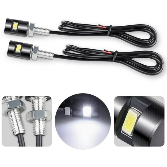 2x License Plate Bolt-On Lights Motorcycle/Scooter/Moped LED 12V White ...