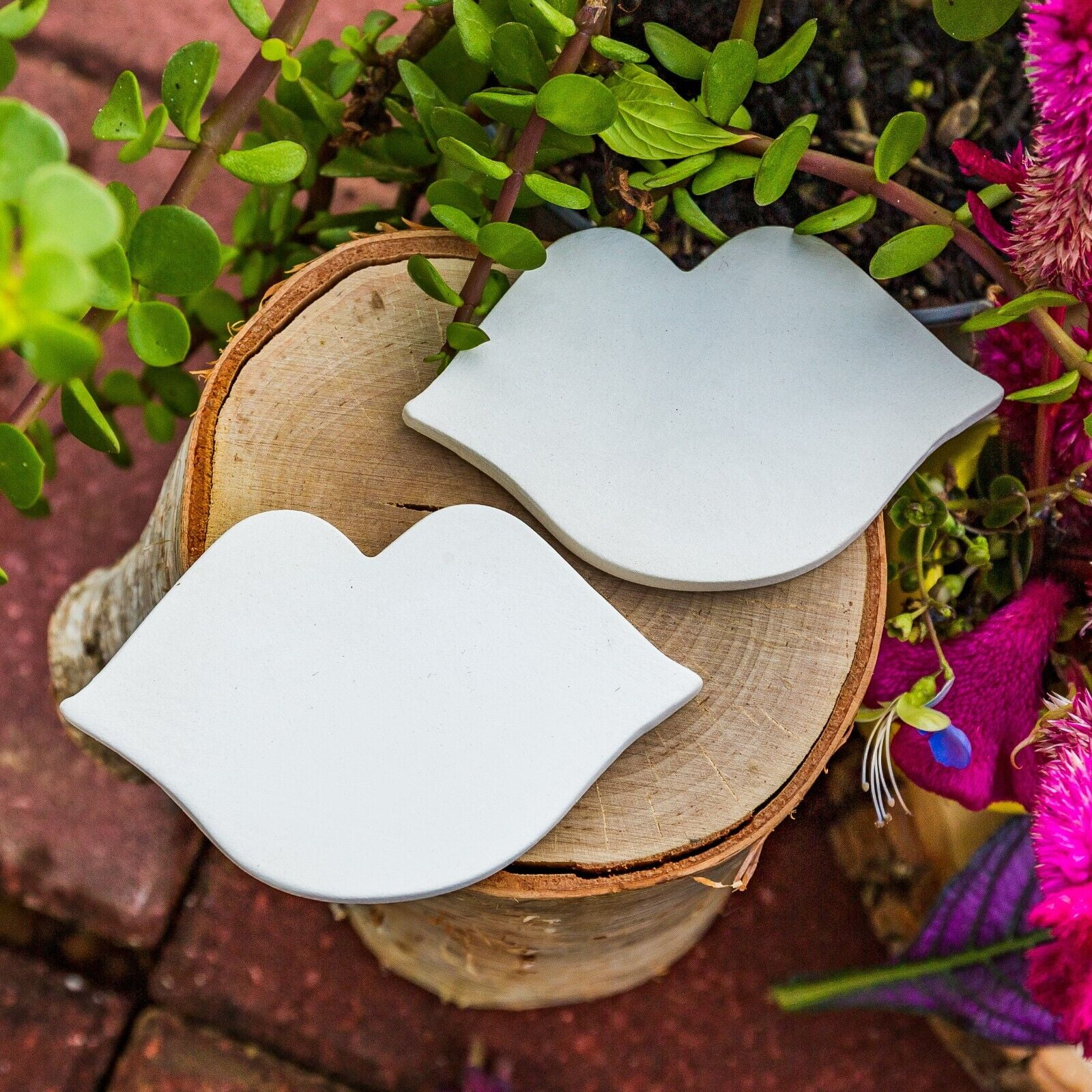 2x Lips Mouth Tile Addons 3.6" STOCK Ceramic Bisque Ready To Paint ...