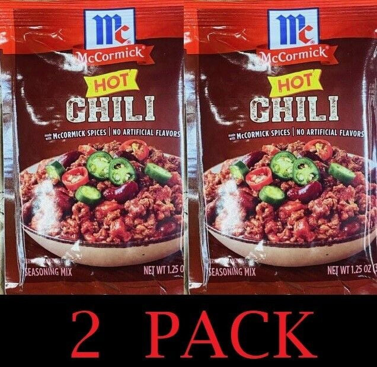 2x McCormick HOT CHILI Seasoning Mix Savory Herbs & Spices 1.25 oz - 2 ...
