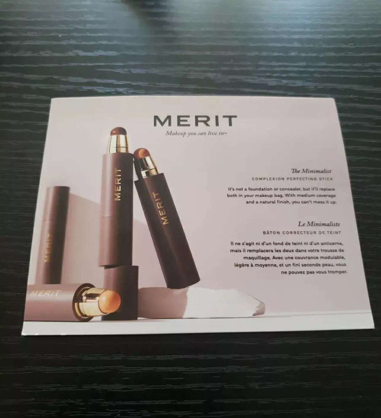 2x Merit Minimalist Beauty Complexion Stick Sample Card ~ 4 Shade Card ...