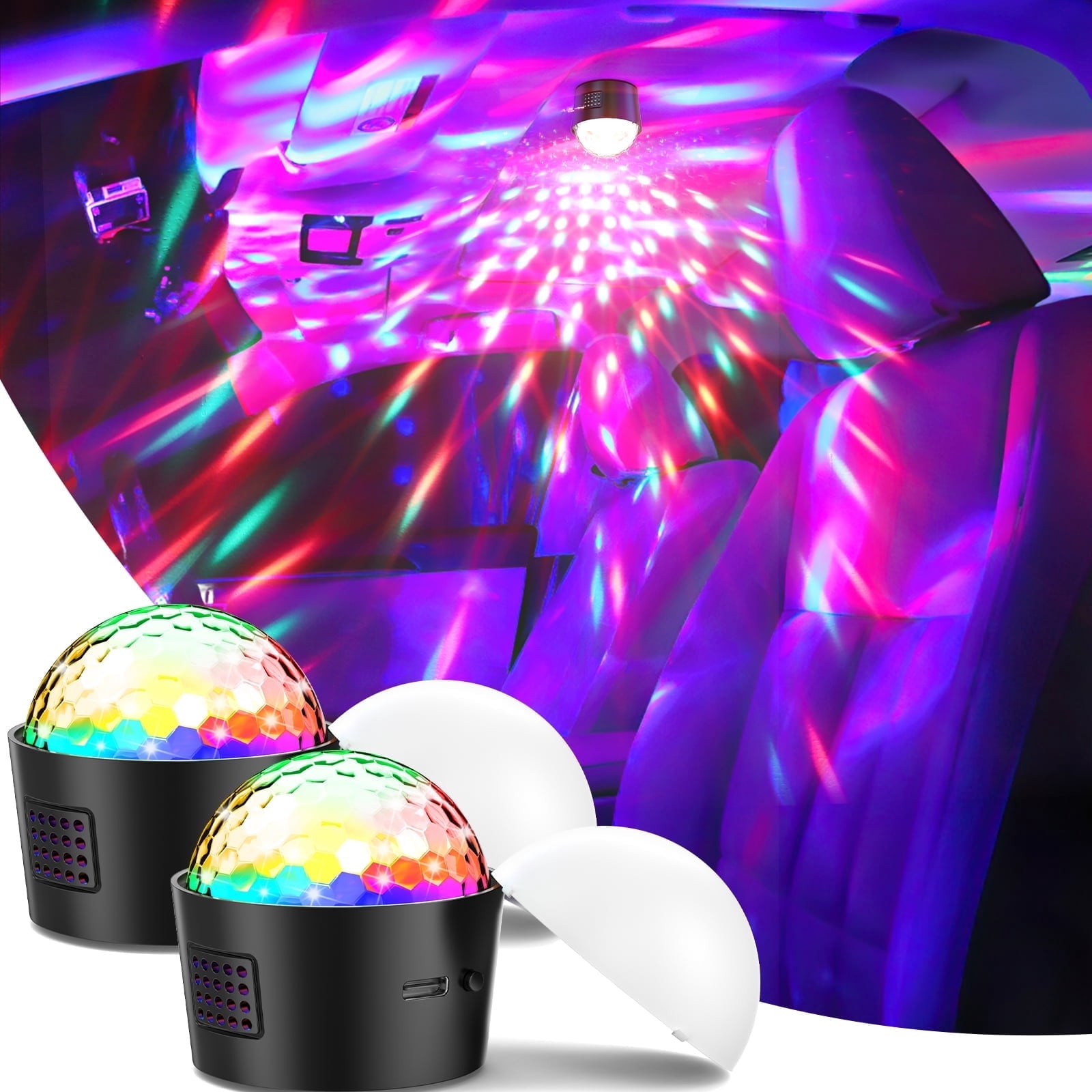 2x Mini Disco Ball Kids LED Music Controlled Disco Light Effect DJ ...