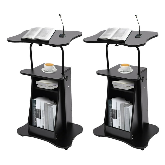 2x Mobile Laptop Podium Rolling Lectern Podium Presentation Stand ...