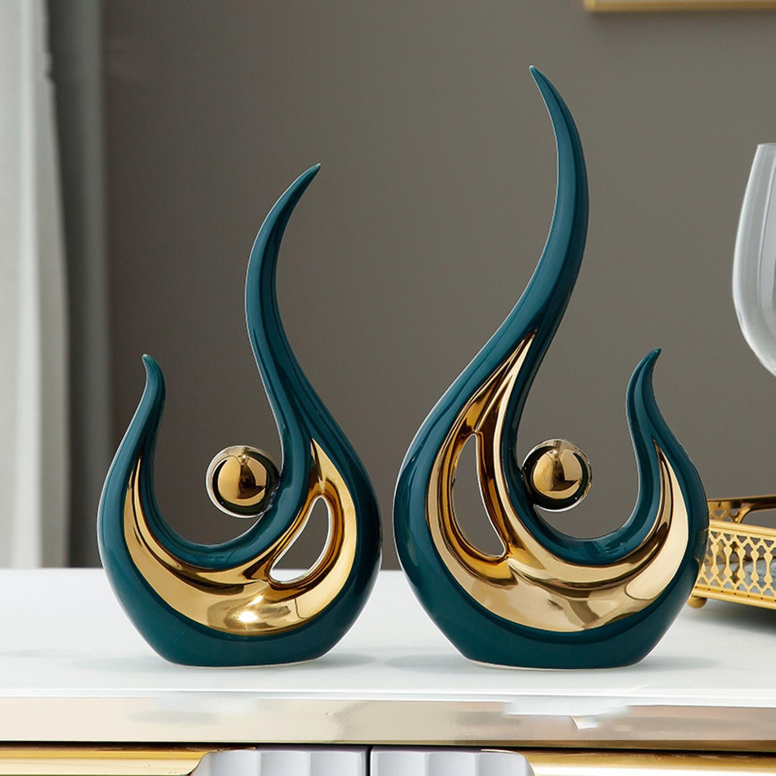 2x Modern Ceramic Statue Ornament Abstract Art Craft Sculpture For ...