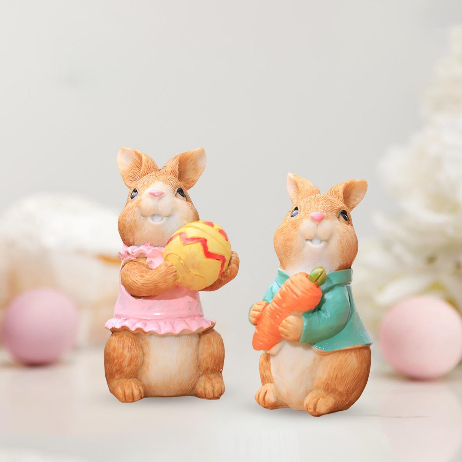 2x Modern Style Easter Rabbit Statue Bunny Figurine Resin Sculpture ...