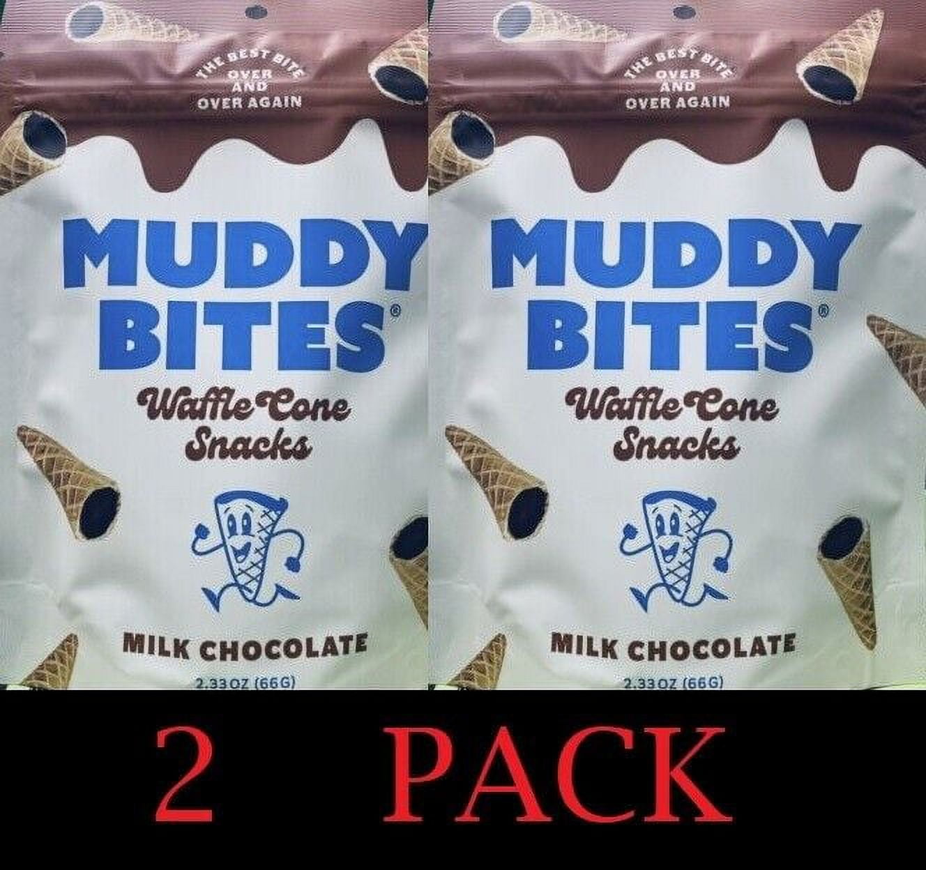 2x Muddy Bites MILK CHOCOLATE Waffle Cone Snacks 2.33 oz bag - 2 PACK ...