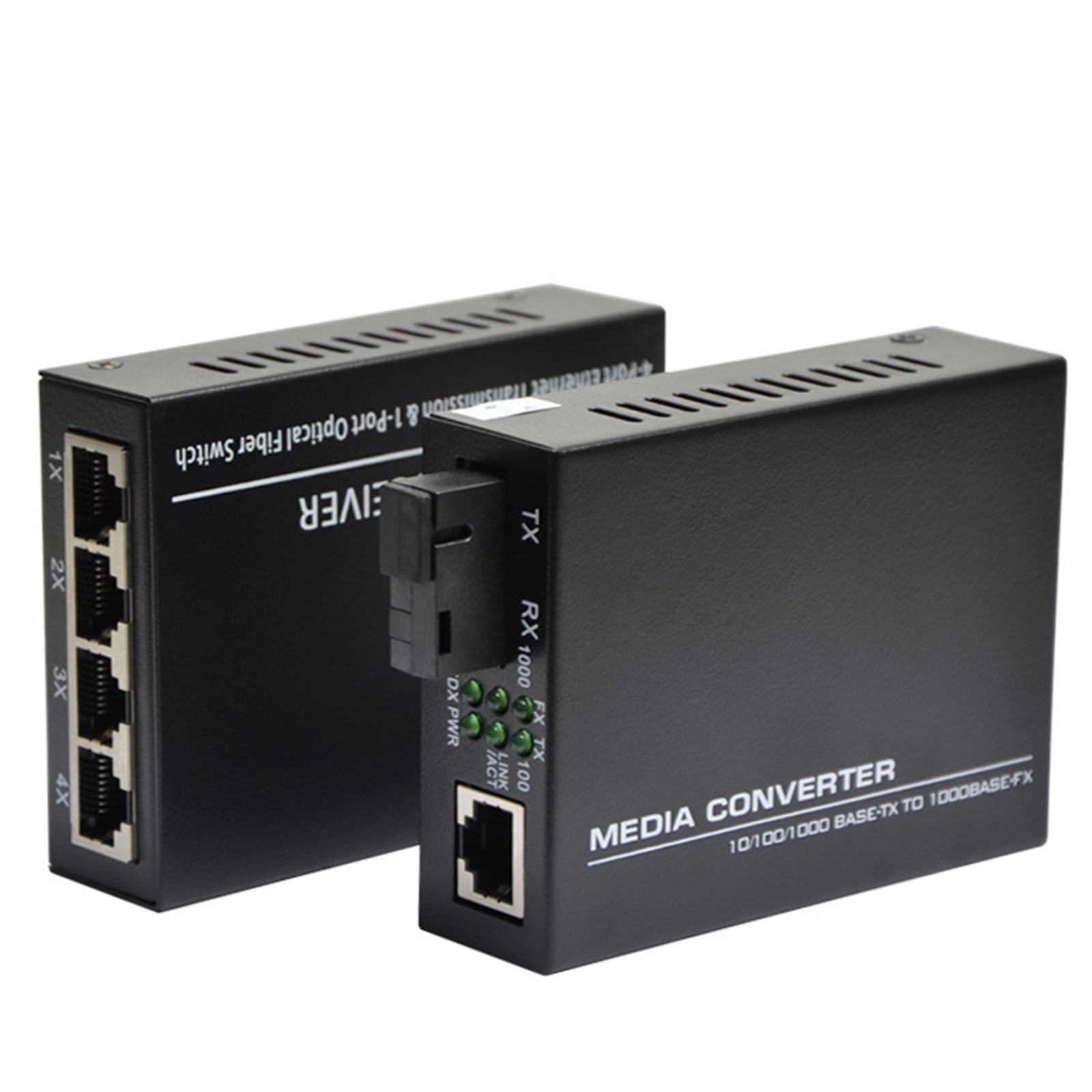 2x Multi-Rate Fiber Media Converter for Full/Half Duplex for Versatile Network Integration ...