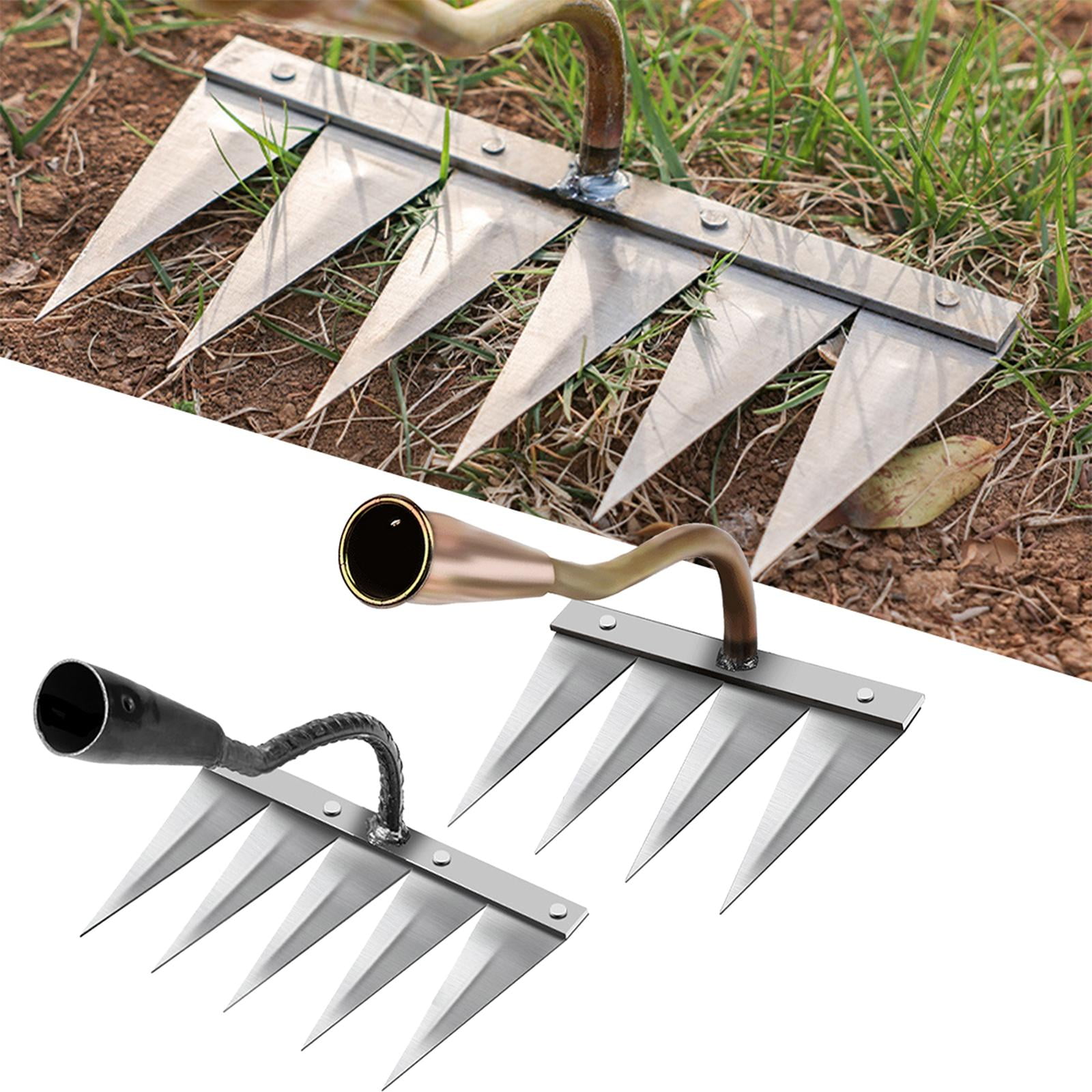 2x Multifunctional Weeding Hoe Rake Harrow Garden Lawn Leveling Mixing ...