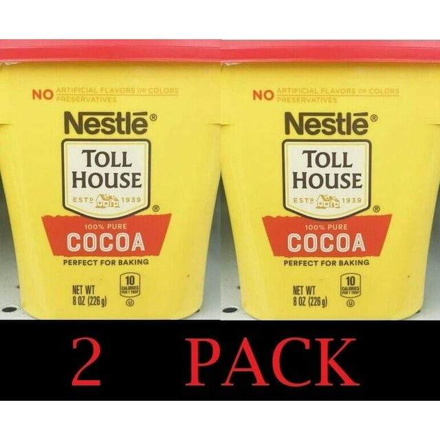 2x NESTLE Toll House 100% Pure COCOA Powder 8 oz tub Perfect for Baking ...