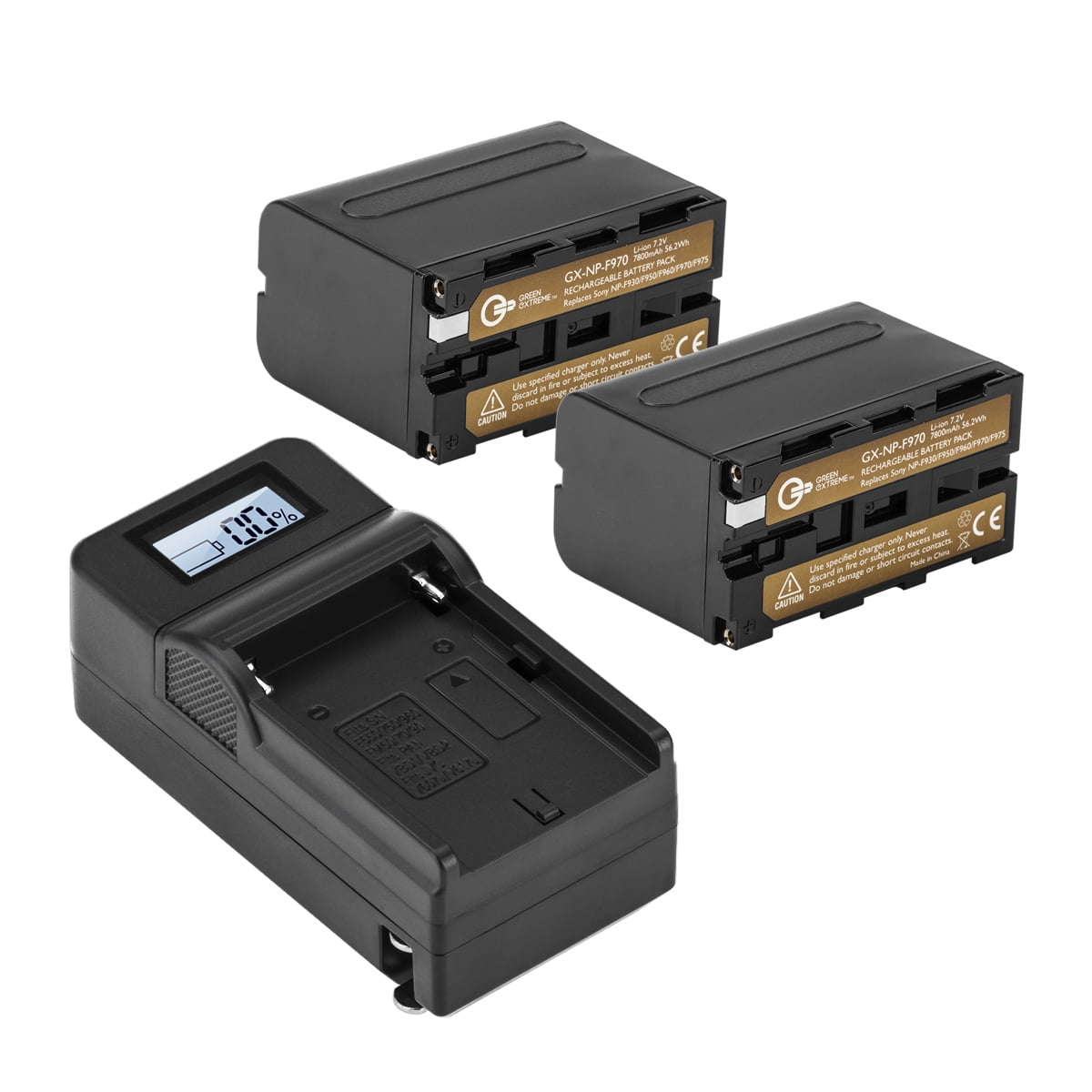 Green Extreme 2x NP-F970 7.2V 56.2Wh Li-Ion Batteries, Bundle with ...