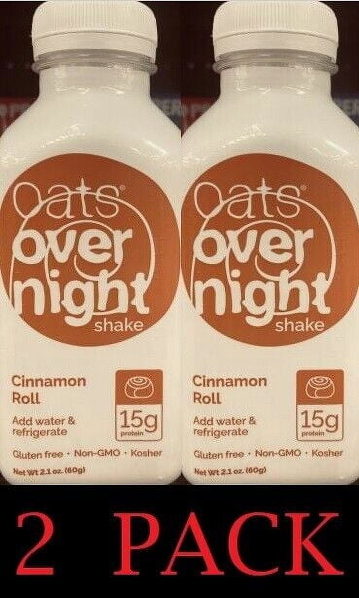 2x Oats Overnight - Cinnamon Roll Over night Oats Shake 2.1 oz 1 Bottle 2 PACK - Walmart.com