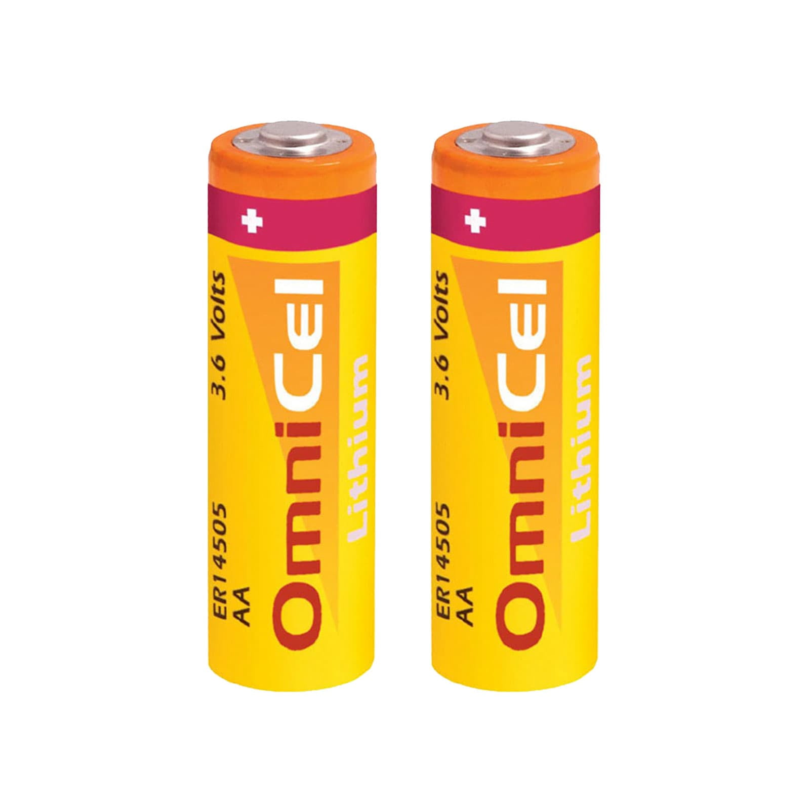 2x OmniCel ER14505 3.6V 2400mAh AA Lithium Button Top Battery Sensors ...