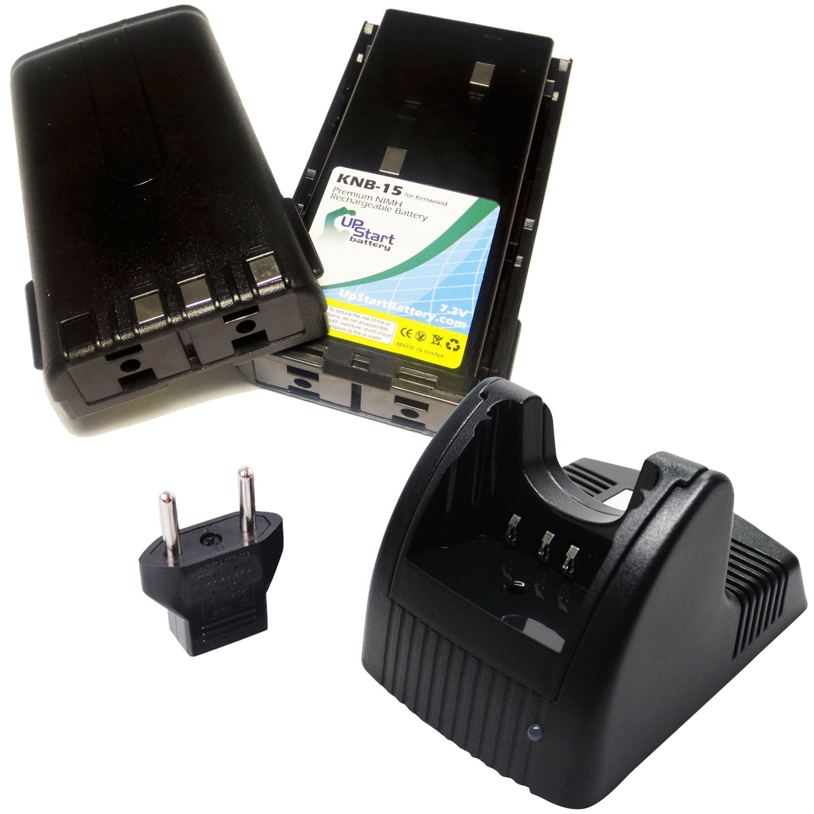 2x Pack - Kenwood TK-360 Battery + Charger with EU Adapter - Replacement for Kenwood KNB-14, KNB ...