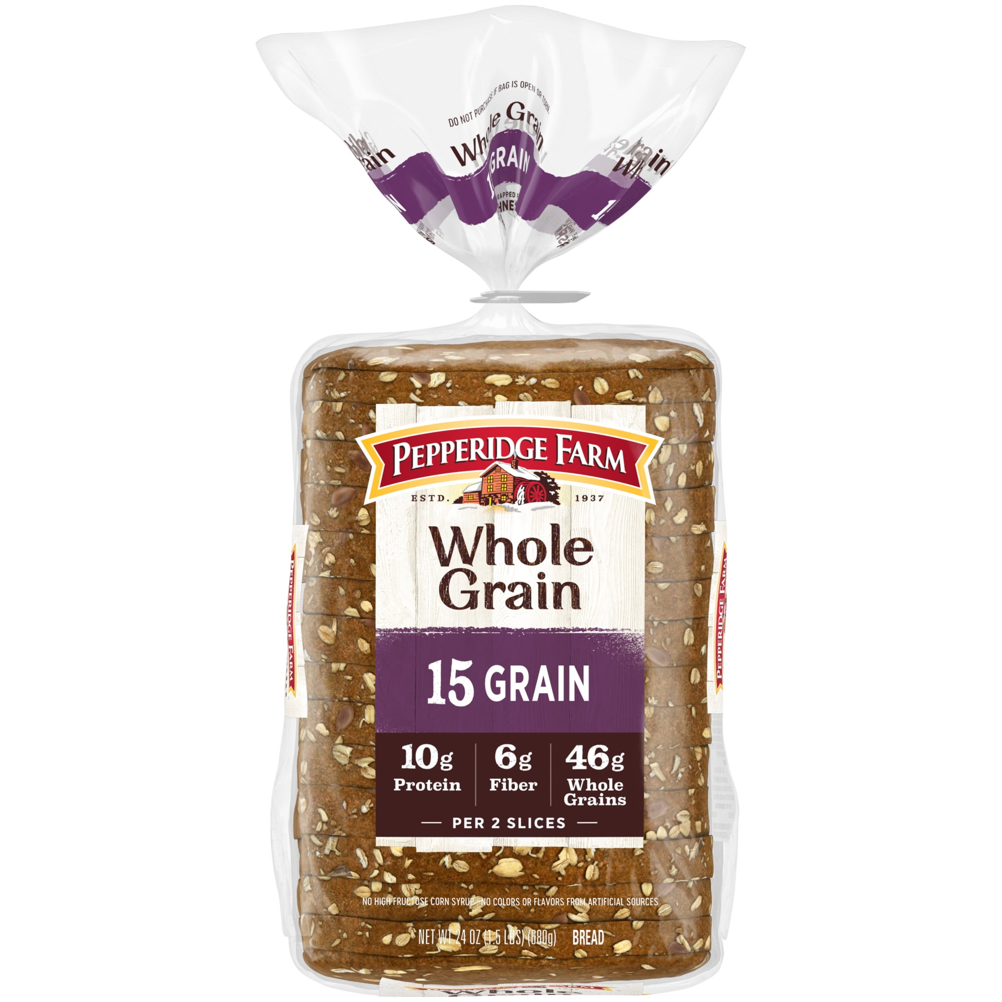 2x-Pepperidge Farm Whole Grain 15 Grain Bread, 24 oz Loaf - Walmart.com