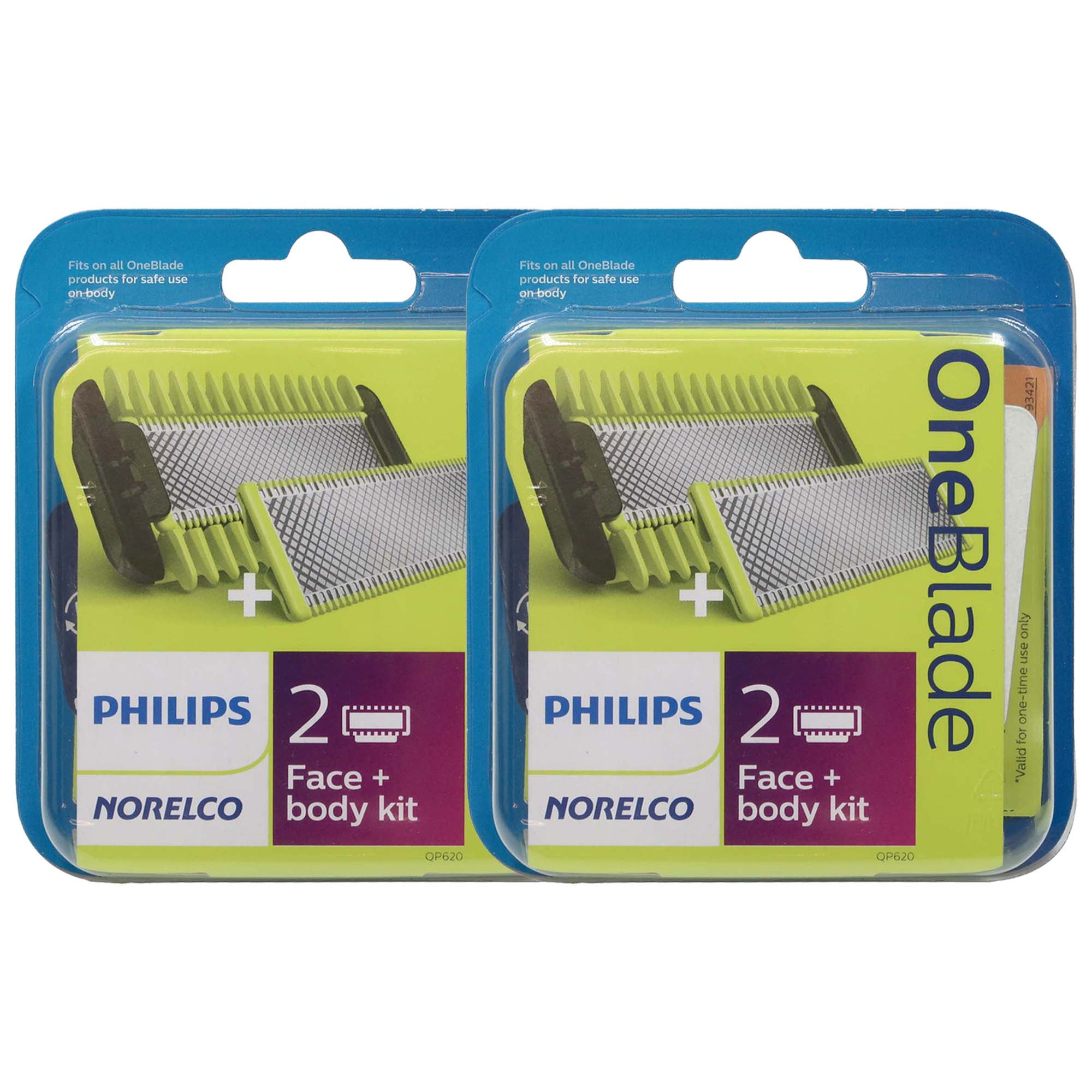 2x Philips Norelco Genuine OneBlade Replacement Blade Face + Body Kit ...