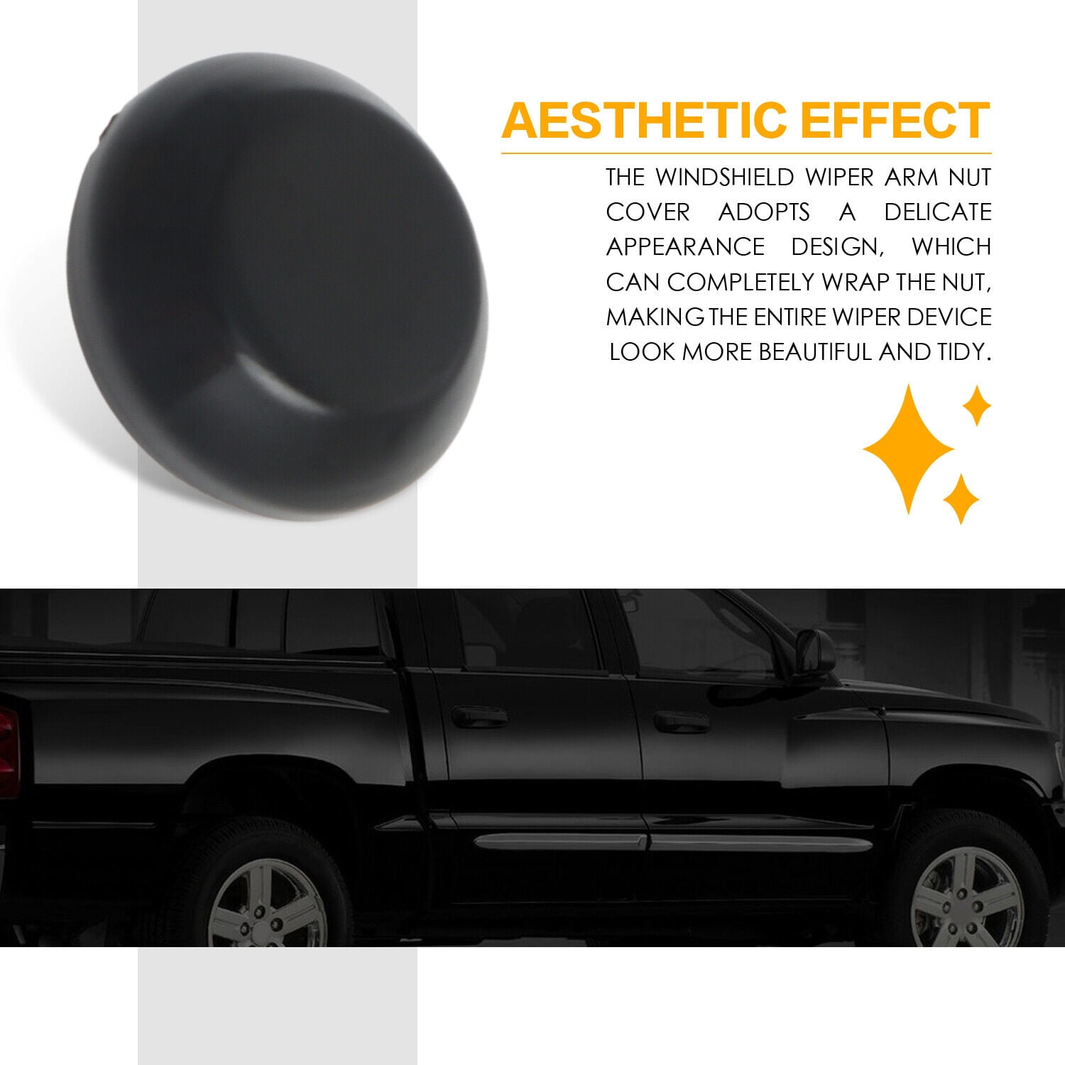 2x Plastic Black Wiper Arm Nut Guard for Jeep Compass Wrangler Dodge ...