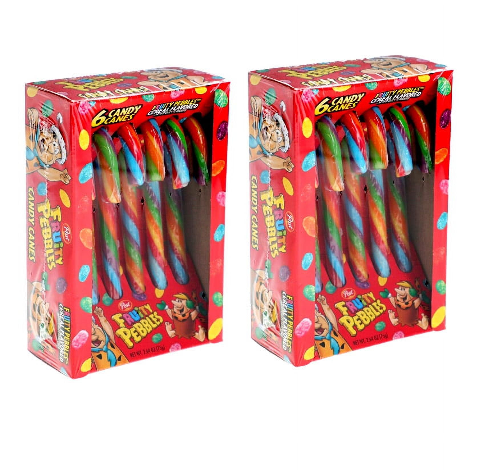 2x Post Fruity Pebbles Cereal Flavored Candy Canes, 6-ct. 2.64 oz ...