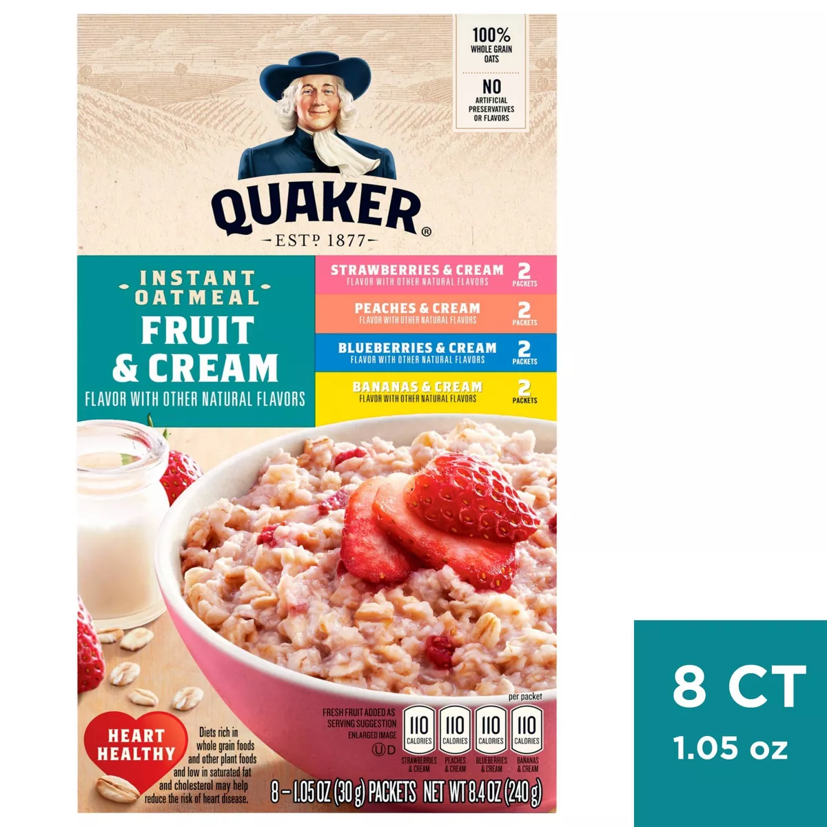 2x-Quaker Fruit & Cream Instant Oatmeal Variety - 8ct/9.8oz - Walmart.com