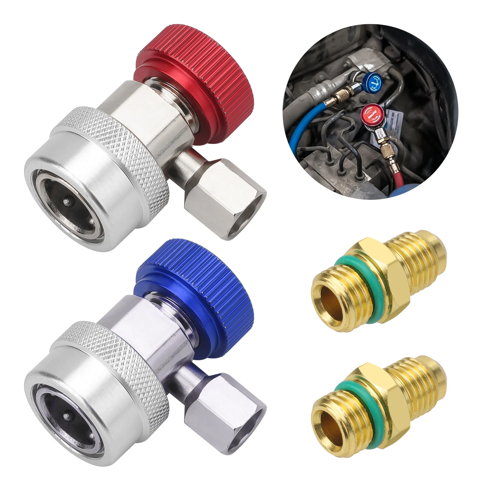 2x R134A Quick Coupler Adapter, Adjustable HP & LP Connector for Car AC ...