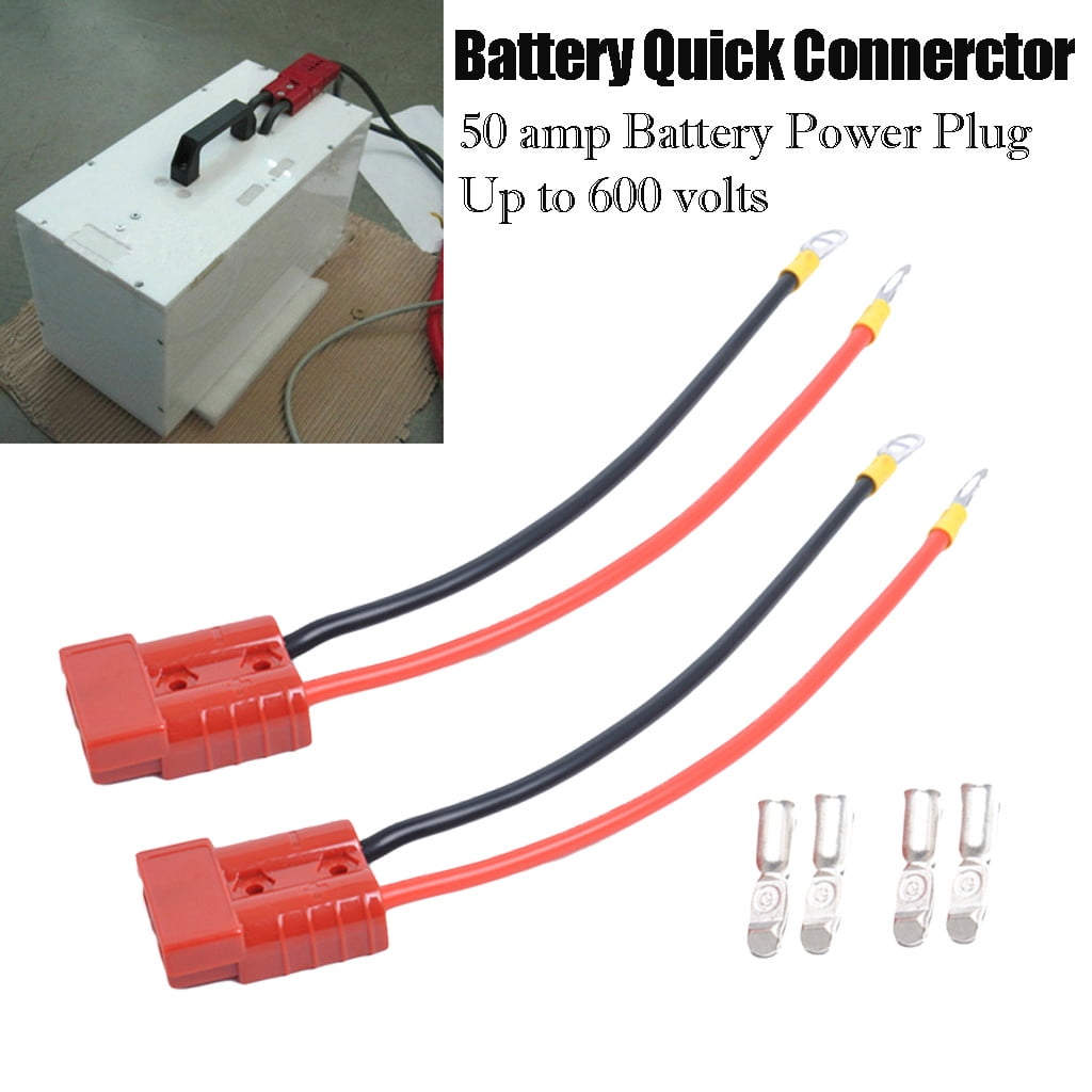 2x Red Battery Connector with 5mm Extension Wires, 50A Battery ...