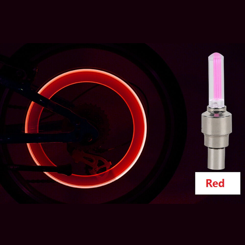 2x Red LED Tire Valve Stem Cover Caps Lights Pair Glowing LED Bright ...