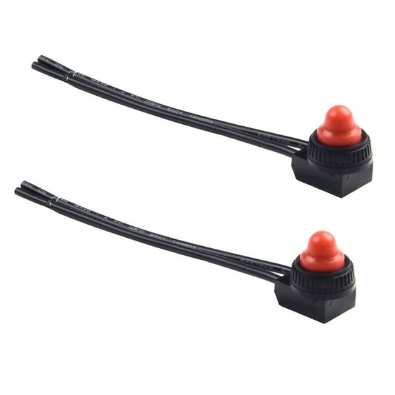 2x Red Push Button Switch Waterproof On/Off Car/Truck Wires DC 12V AC ...