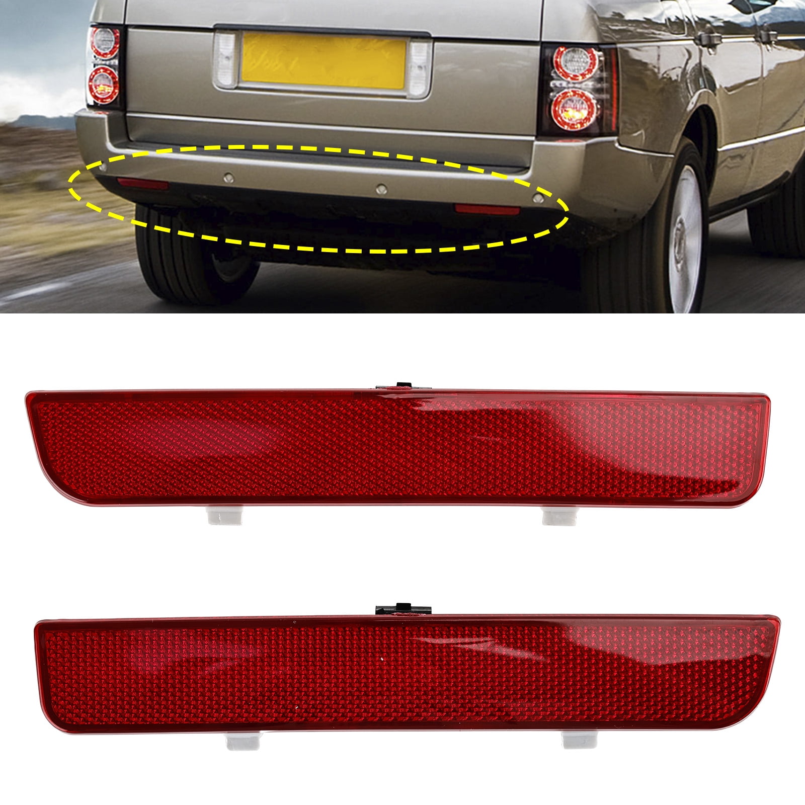 2x Red Rear Bumper Reflector Stop Brake Light For Range Rover L322 ...