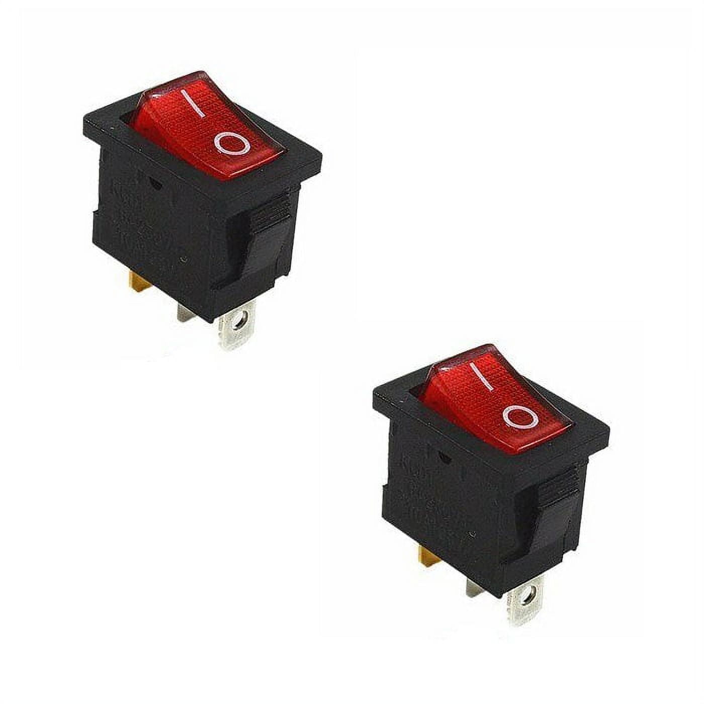 2x Red Rectangular Switch Rocker Lighted ON/OFF Car/Truck/Boat/RV AC ...