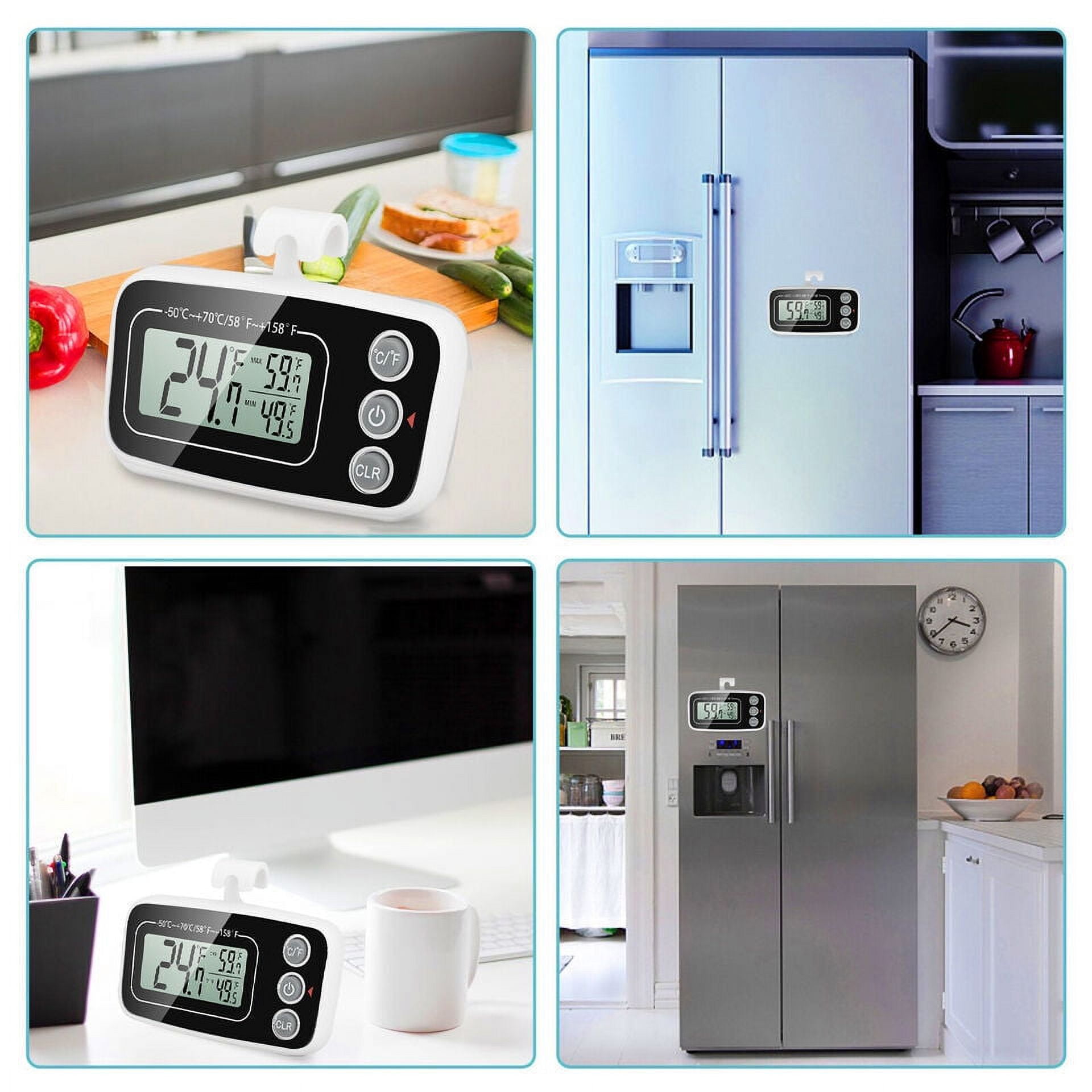 2x Refrigerator Thermometer Digital Fridge Freezer Waterproof Large LCD ...
